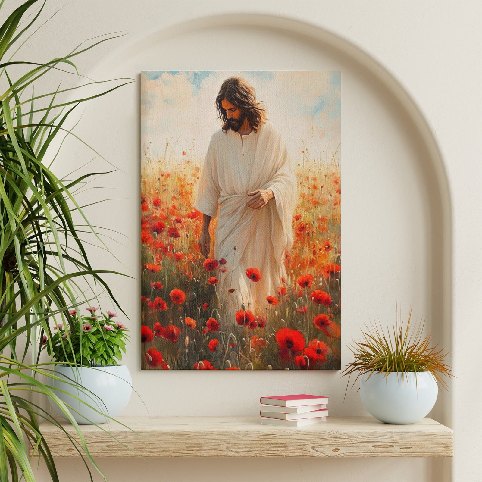 AOEX Watercolor Jesus Floral Wall Art for Living BathDecorations Rustic ...