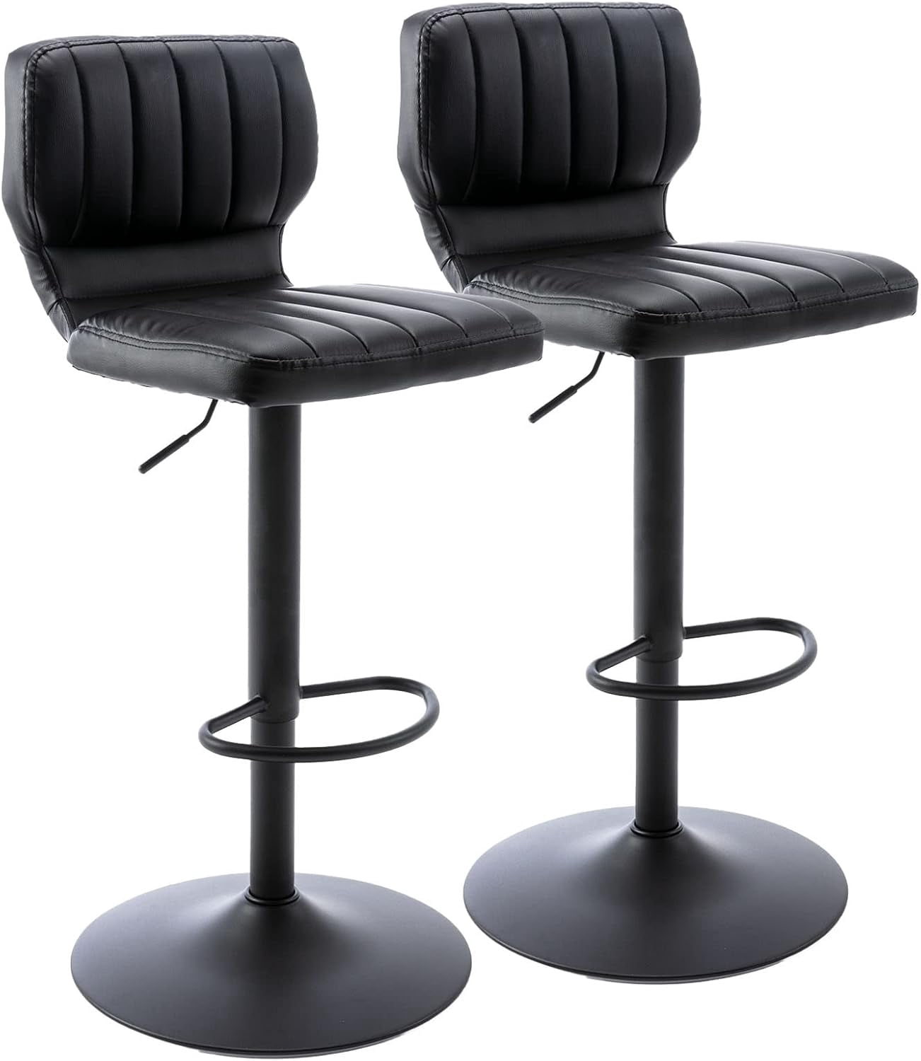 AOEYU Adjustable Bar Stools Set of 2, Modern PU Leather Swivel ...