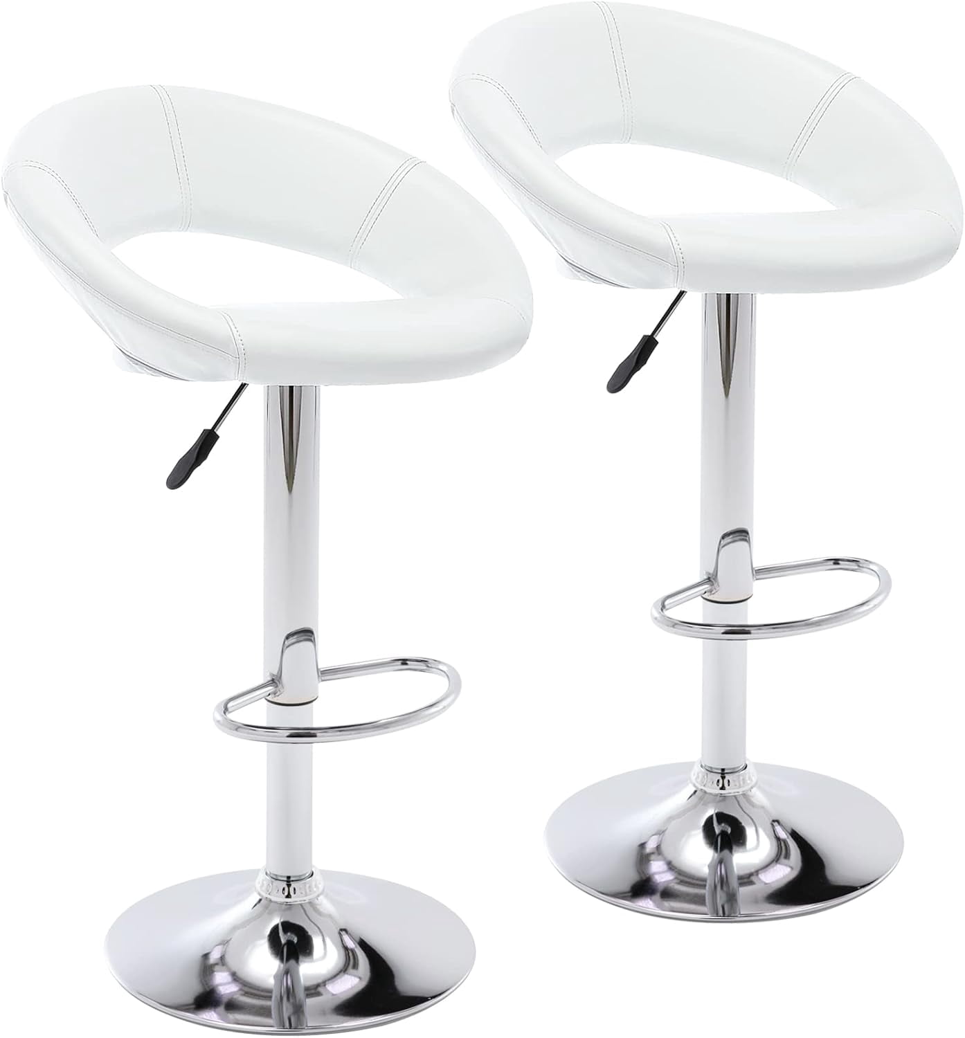 AOEYU Adjustable Swivel Bar Stools, Modern PU Leather Hollow Back ...