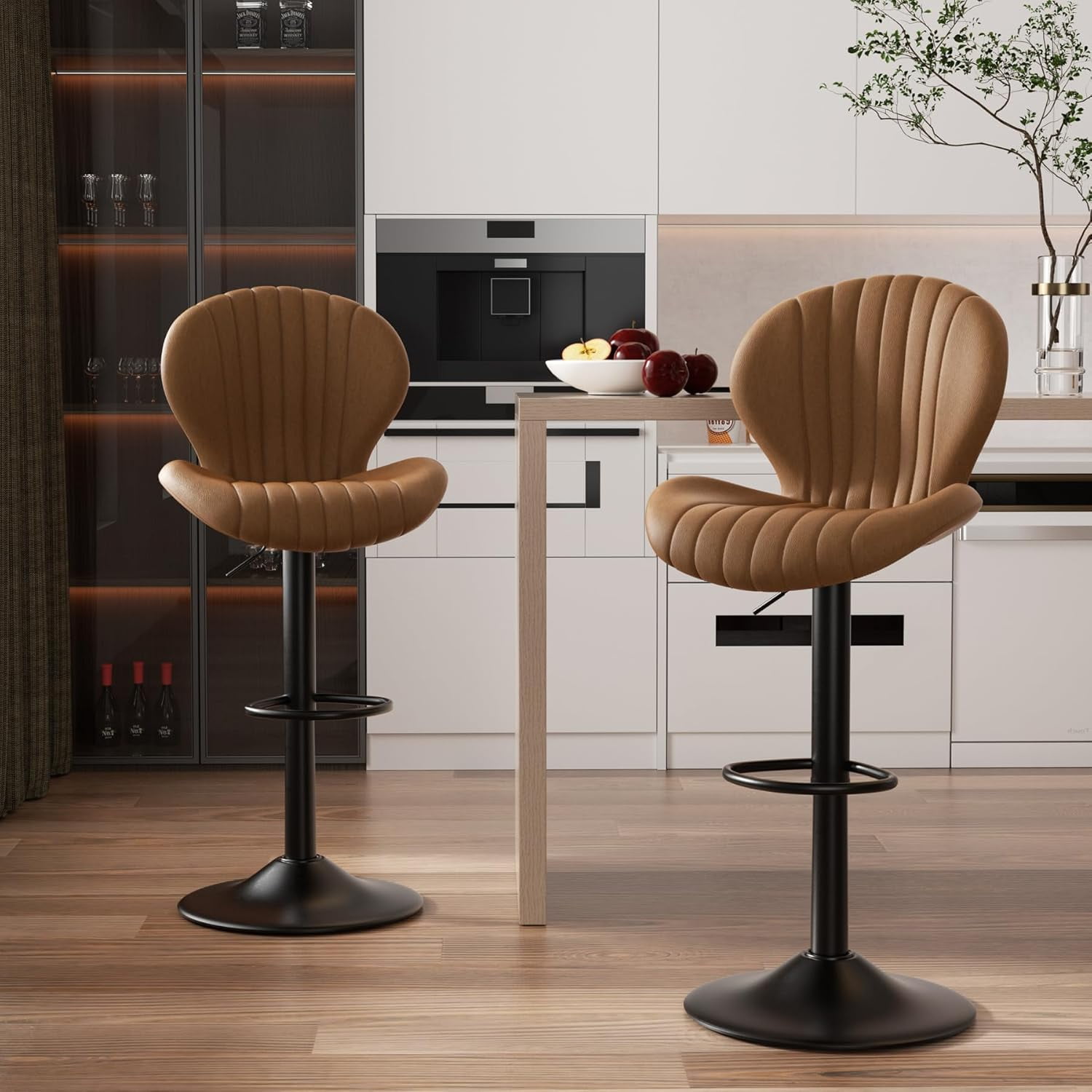 AOEYU Bar Stools Set of 2 Modern Swivel Bar Chairs, Barstools Counter ...