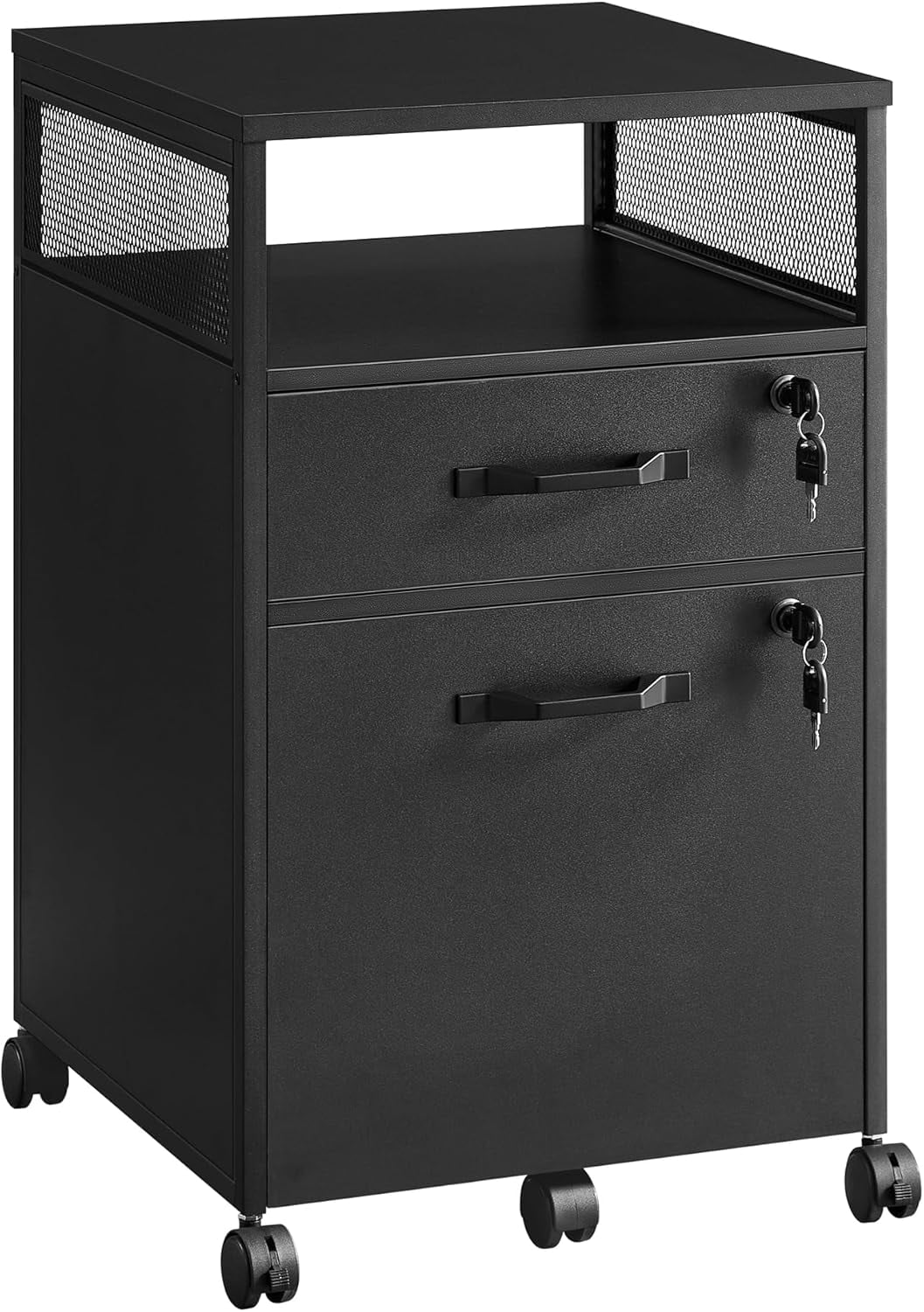 AOEYU Mobile File Cabinet with Lock, 2-Drawer Filing Cabinet on Wheels ...