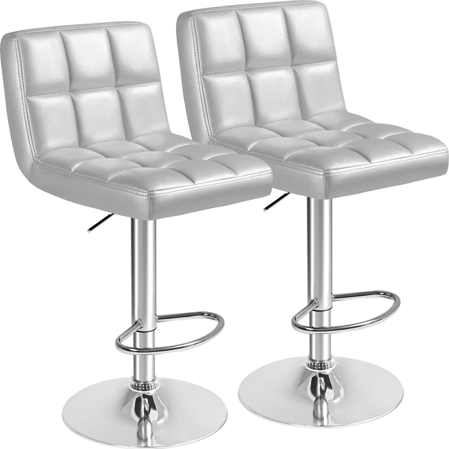 AOEYU Modern PU Leather Adjustable Swivel Bar Stools Set of 2, Counter ...