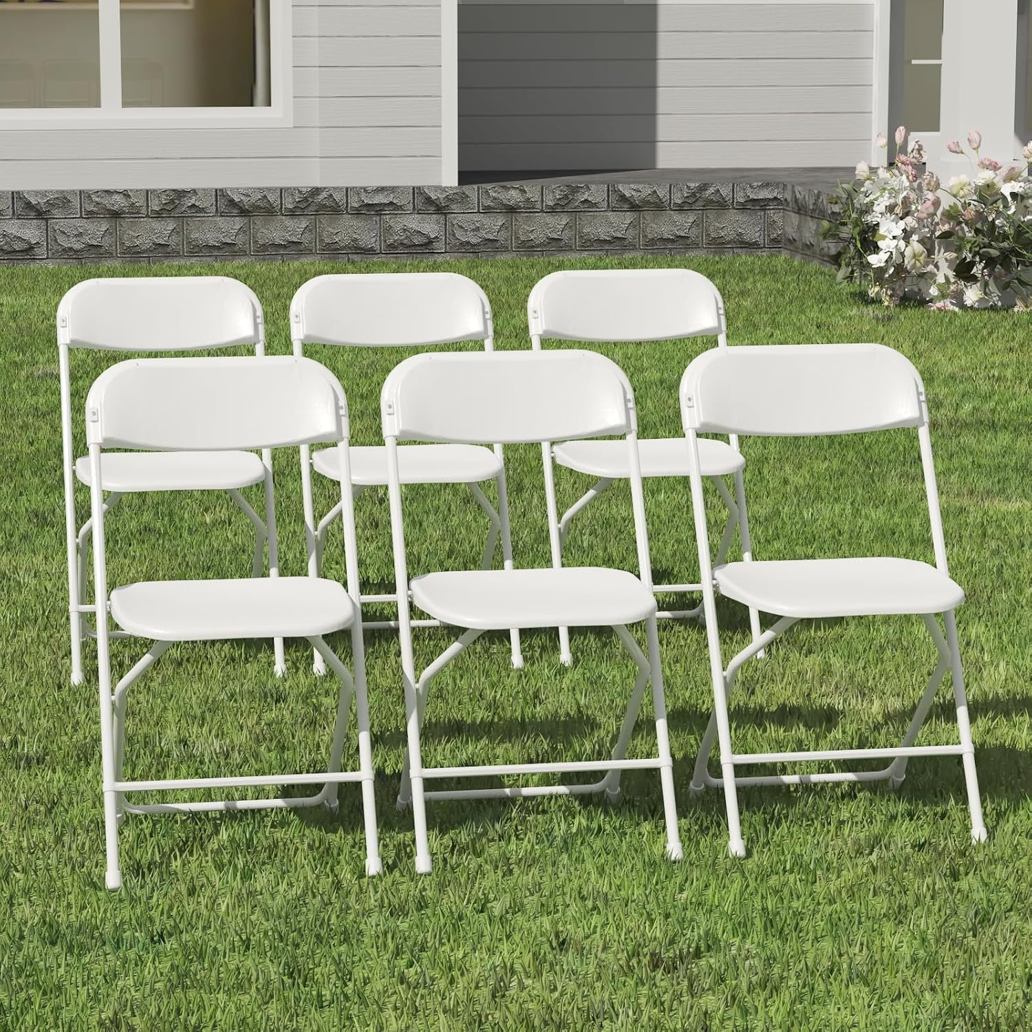 AOEYU White Plastic Folding Chairs, 350 lbs Capacity Lightweight ...