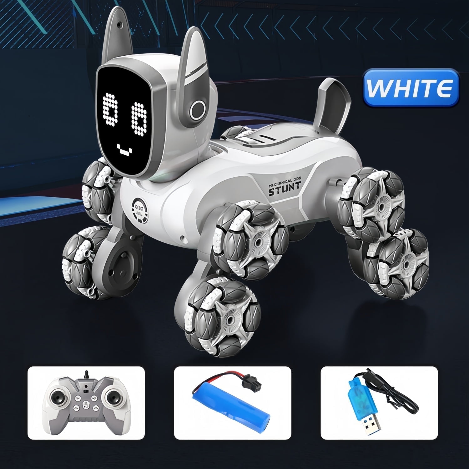 Aofar Stunt 8 - Wheel Robot Dog for Kids Age 6+ with LED Lights & Music ...