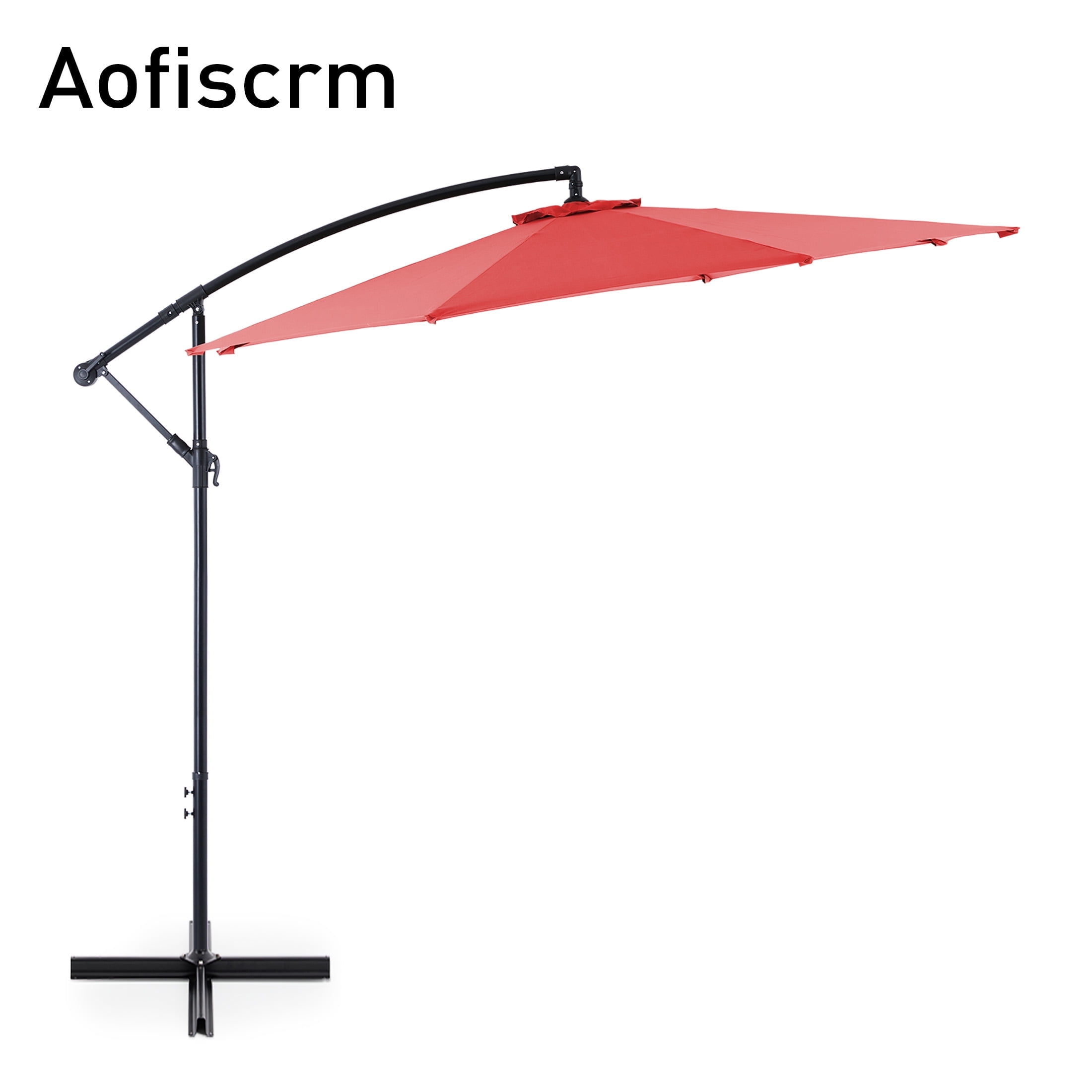AOFISCRM 10FT Red Cantilever Patio Umbrella with Push-Button Tilt ...
