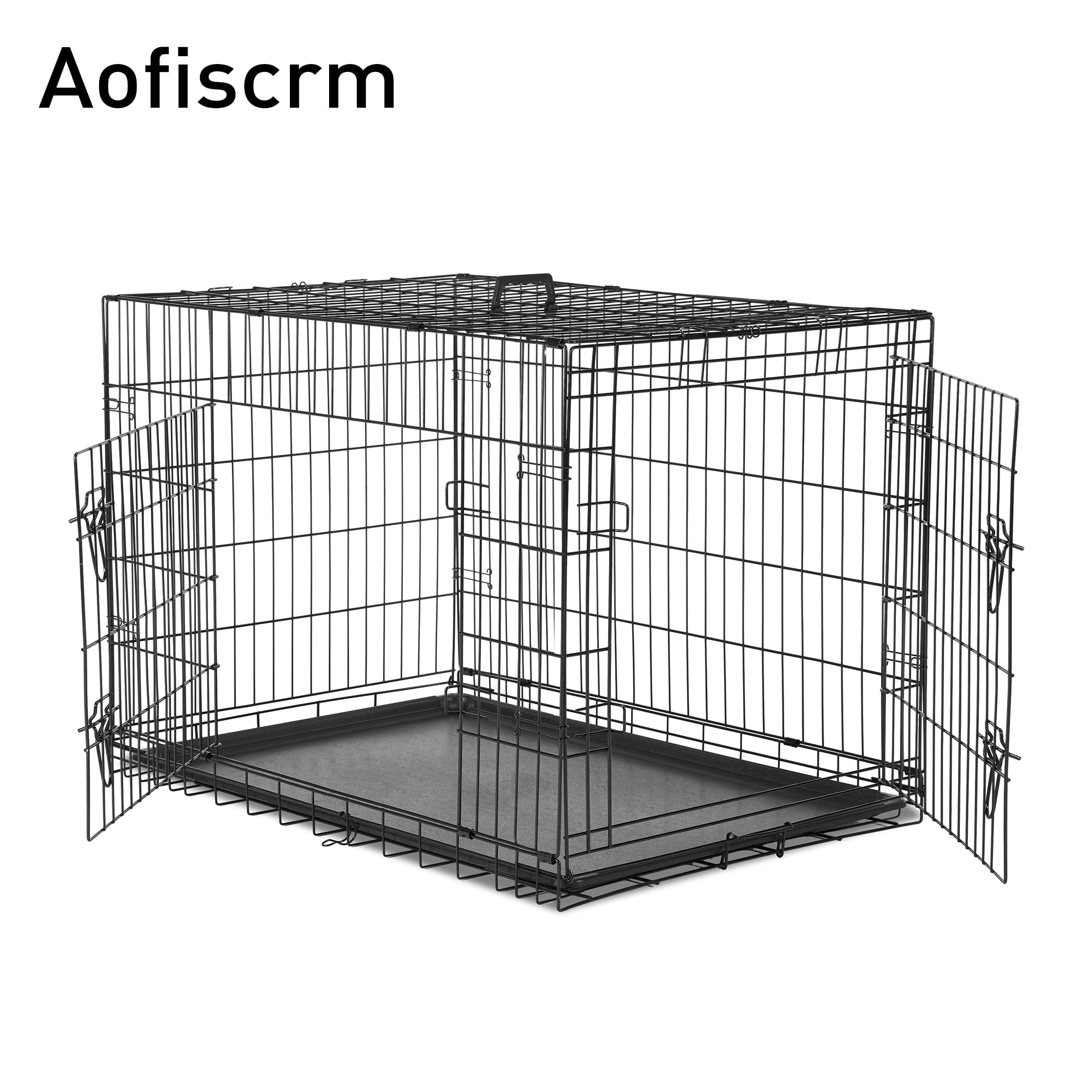 AOFISCRM 36-Inch Foldable Double-Door Dog Cages for household pets ...