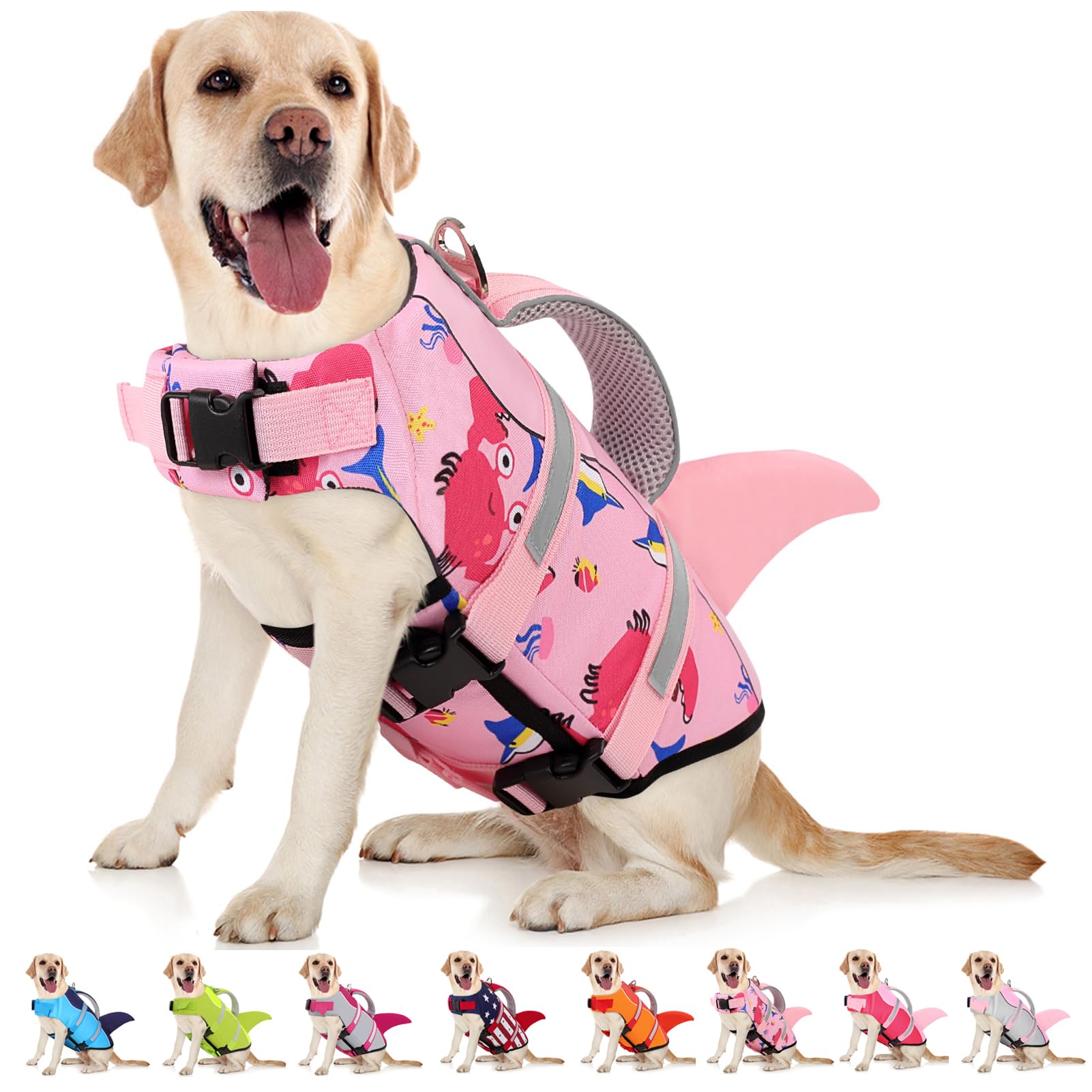 AOFITEE Dog Life Jacket, Dog Life Vest for Swimming, Shark Dogs ...