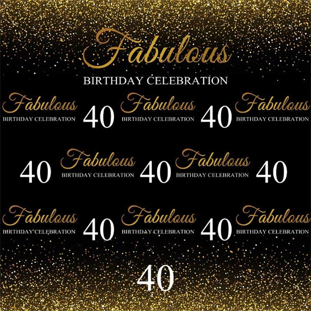 AOFOTO 8x8ft 40th Birthday Party Backdrop for Photography Black and ...
