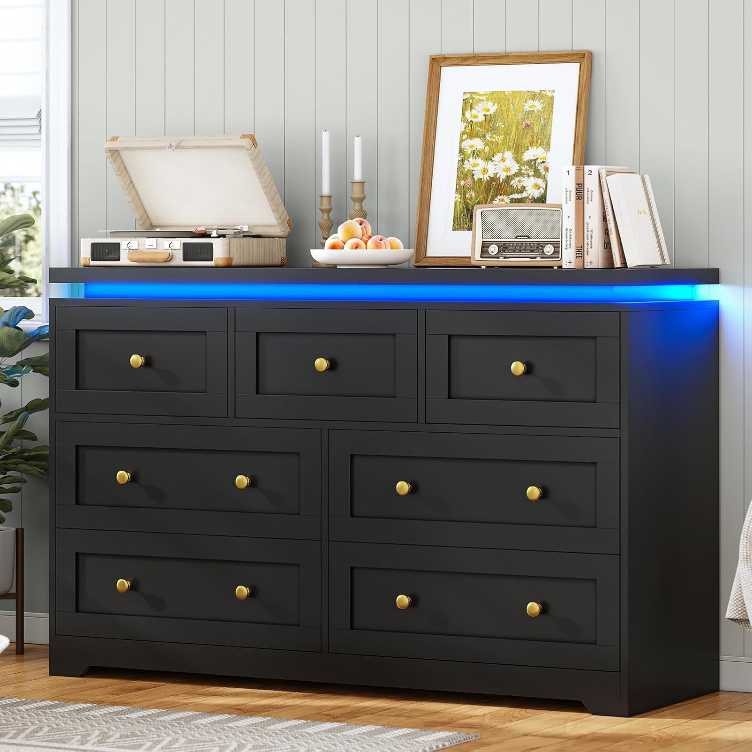 AOGLLATI Dresser for Bedroom, Black Dresser with 7 Drawers, Dressers ...