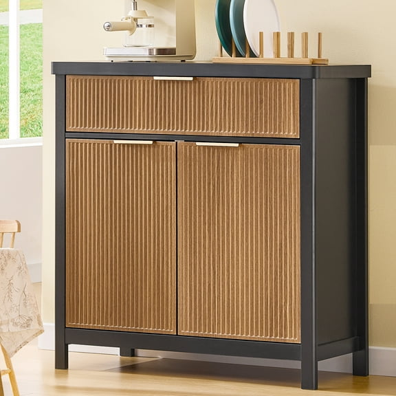 HOWCOOL 40" Mid-Century Modern Fluted Sideboard Buffet Cabinet – Coffee ...