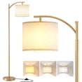 AOHAO Metal Arc Floor Lamp, Remote Control, Dimmable LED Bulb, Gold ...