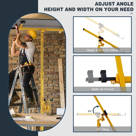 AOILE 11 FT Drywall Lift Panel Hoist with 360° Rotating Cradle, 150 LBS ...