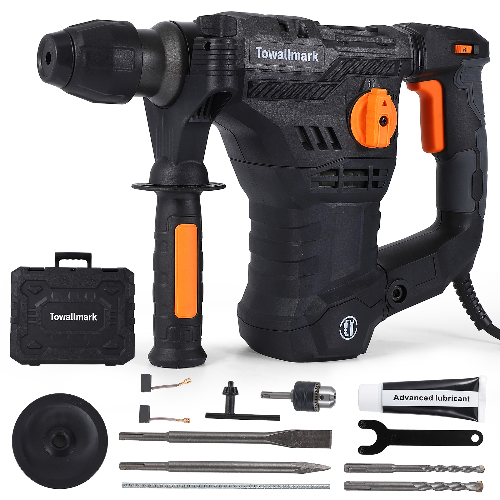 AOILE 12.3 Amp 1500W Rotary Hammer Drill, 1-1/4 Inch SDS-Plus 4 in 1 ...