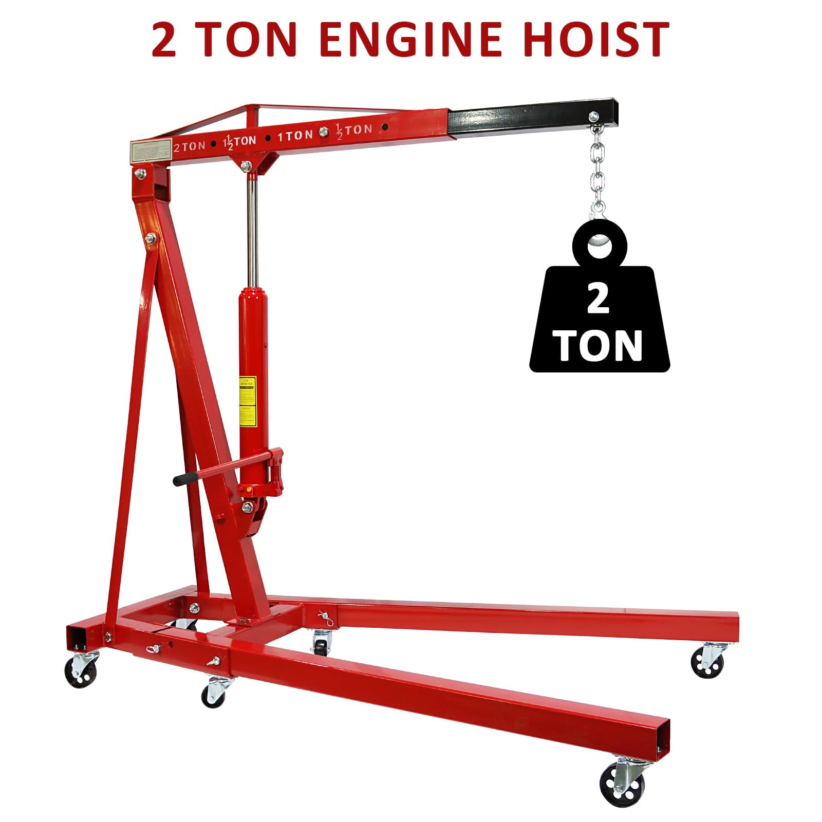 AOILE 1T/2T Engine Hoist – Folding Cherry Picker Shop Crane, Heavy-Duty ...