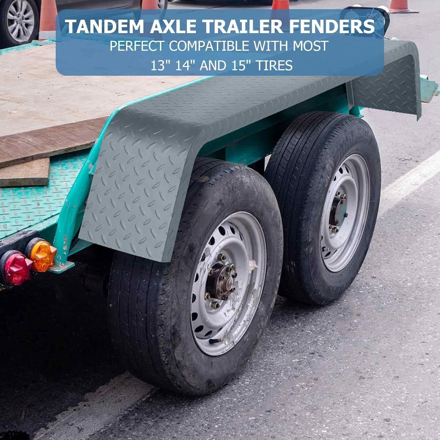 AOILE 2 Pack Tandem Axle Trailer Fenders, Heavy Duty Steel Diamond ...