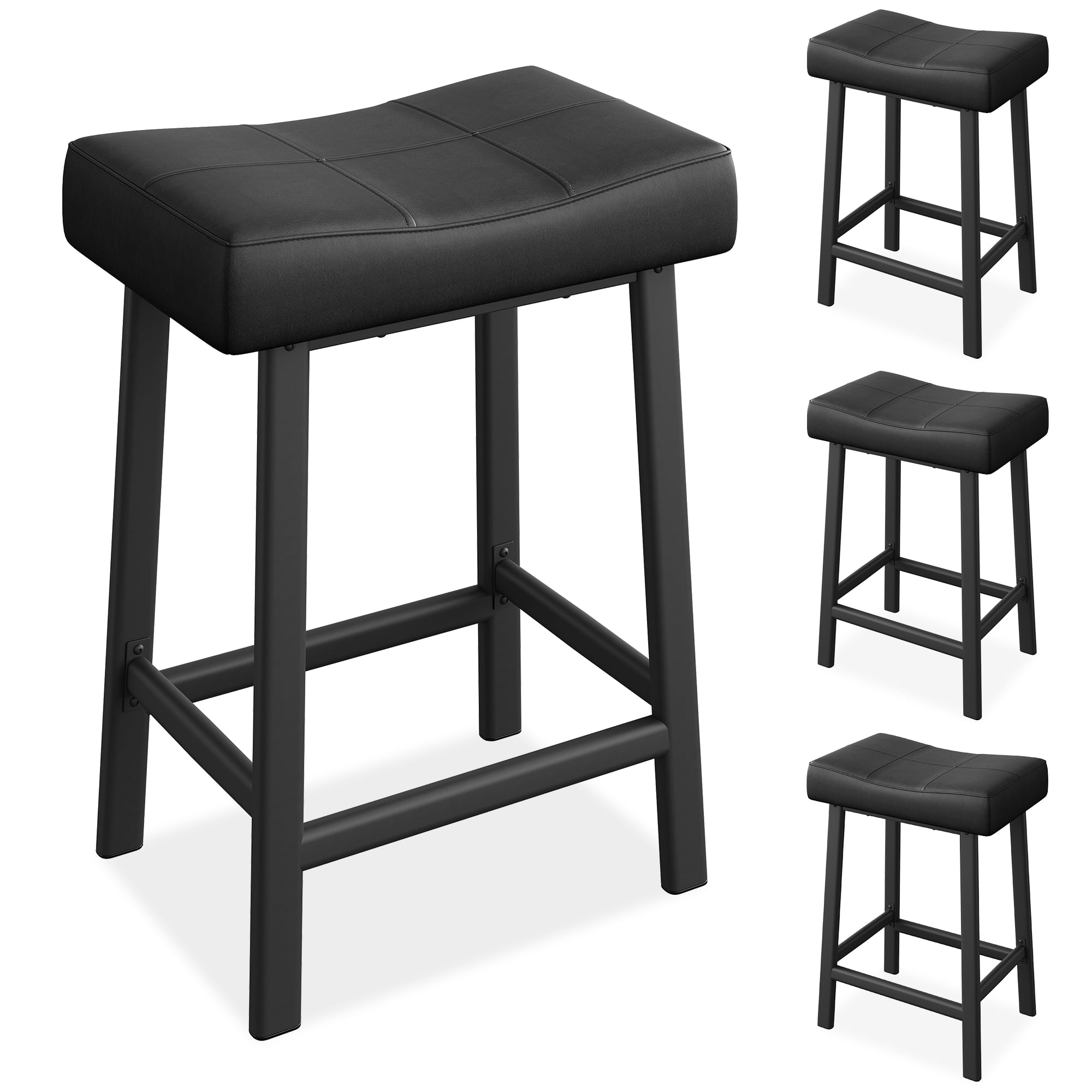 AOILE 24-Inch Bar Stools Set of 2/4 – Soft PU Leather Seat, Sturdy ...