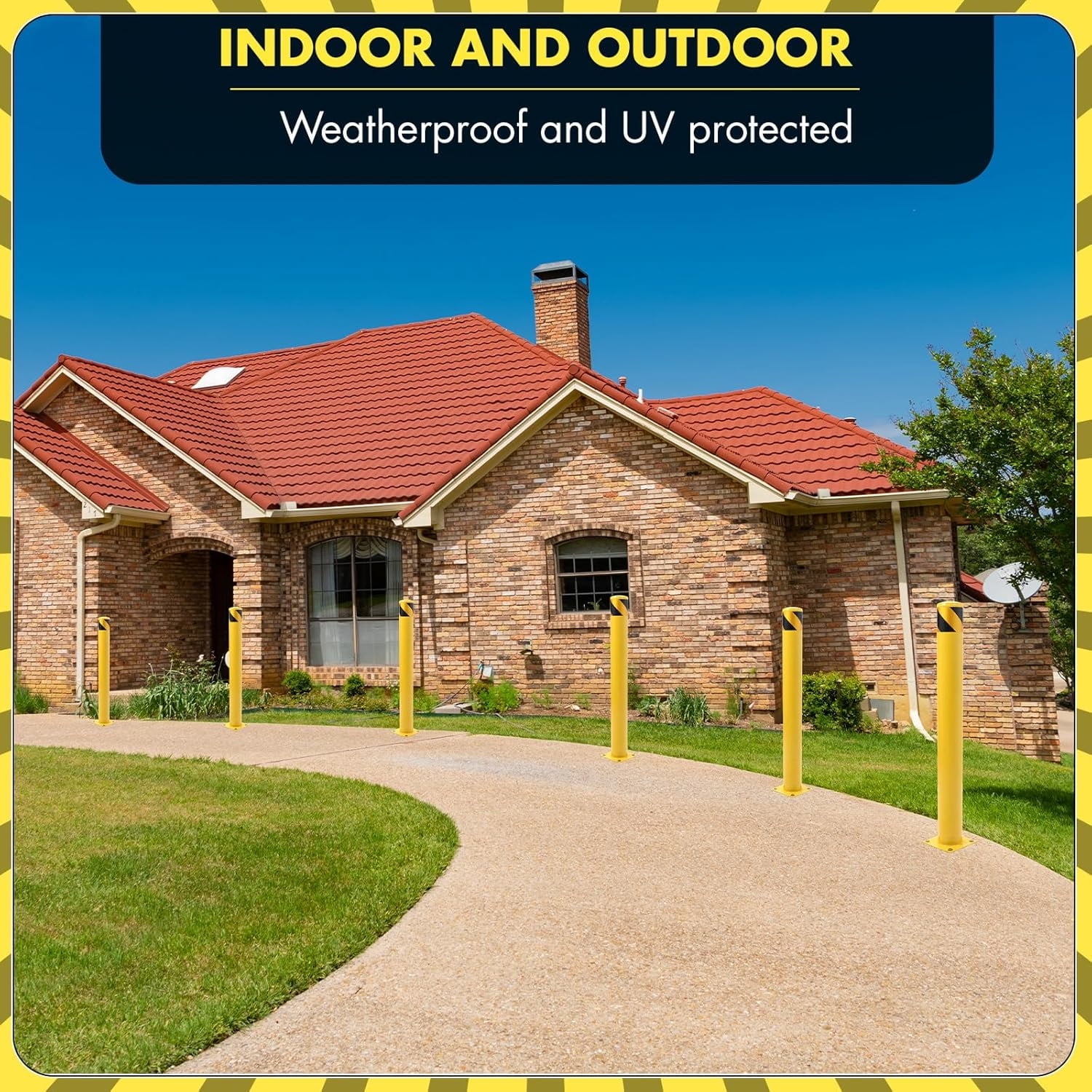 AOILE 24" Safety Bollard Post - Heavy-Duty Yellow Steel Parking Barrier ...