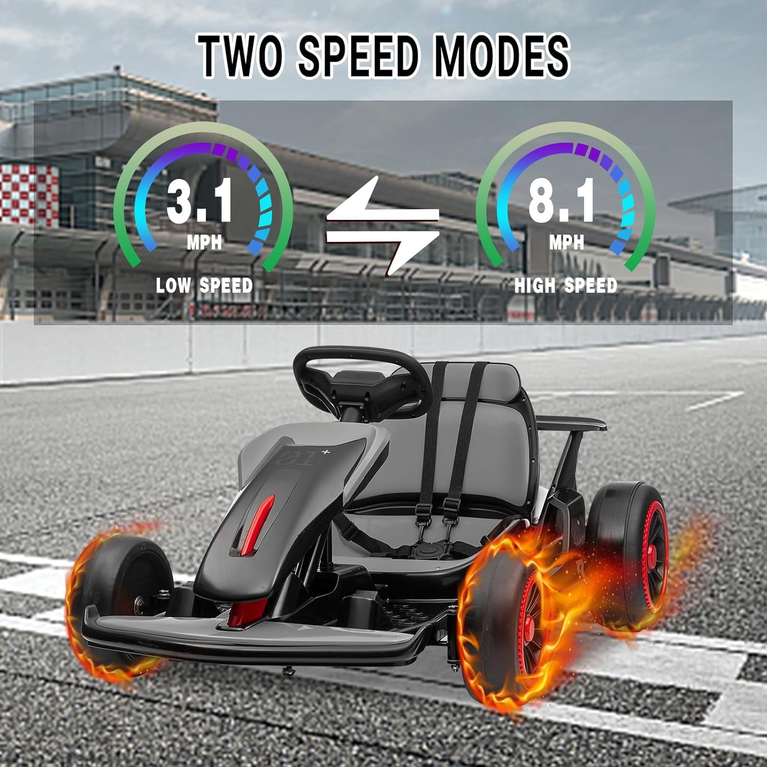AOILE 24V Kids Electric Drift Kart, 2x150W Motors, 7Ah Battery, High ...