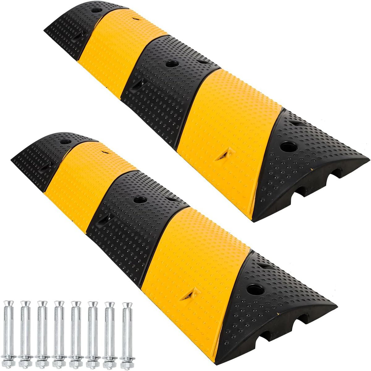 AOILE 2PCS 3.3FT Rubber Speed Humps with 8 Bolt, Rated 66000 Lbs Load ...