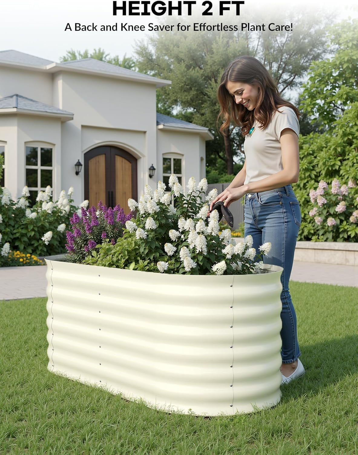 AOILE 2Pcs Raised Garden Bed, Galvanized Planter Boxes for Outdoor ...