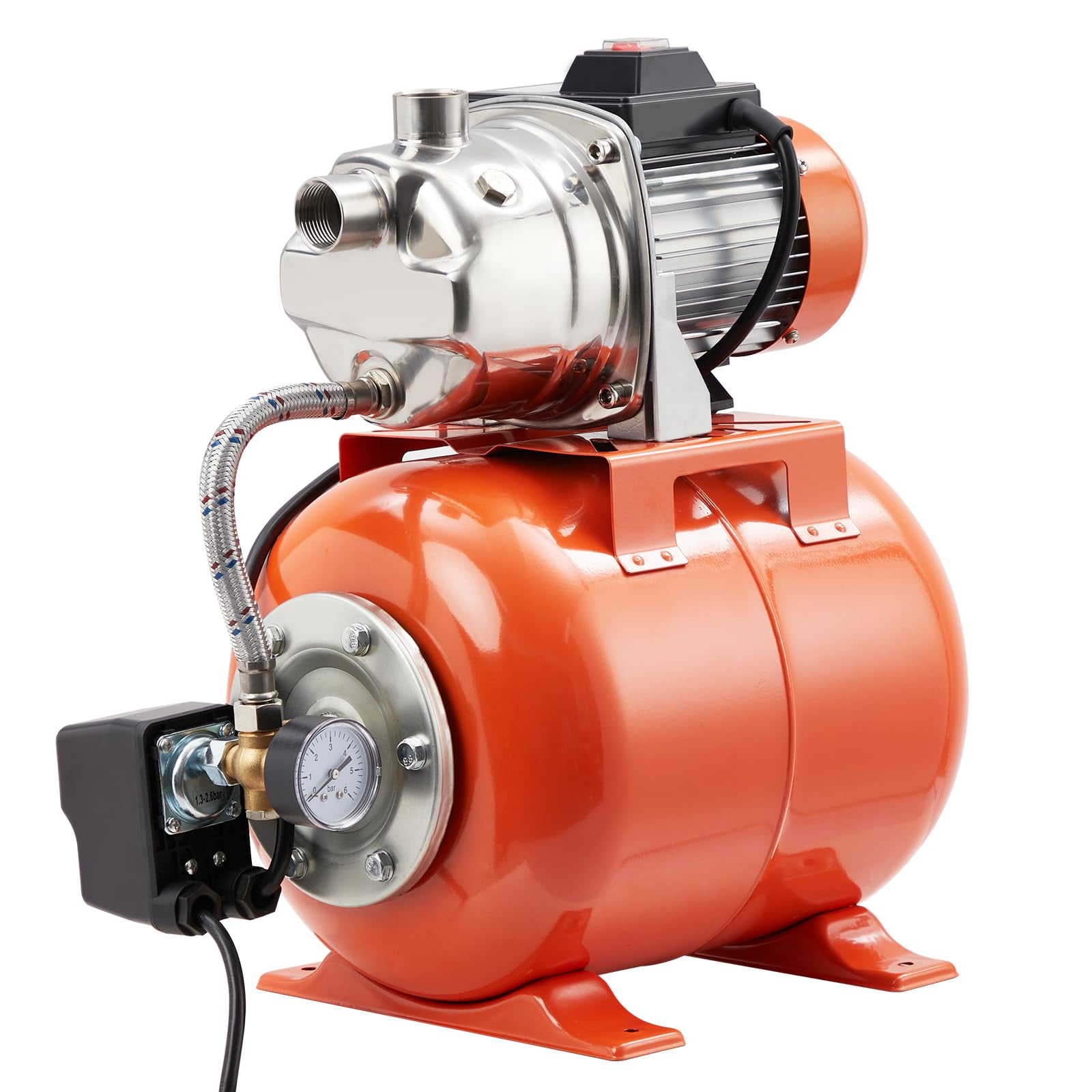 AOILE 3/4HP Stainless Steel Shallow Well Pump with Pressure Tank ...