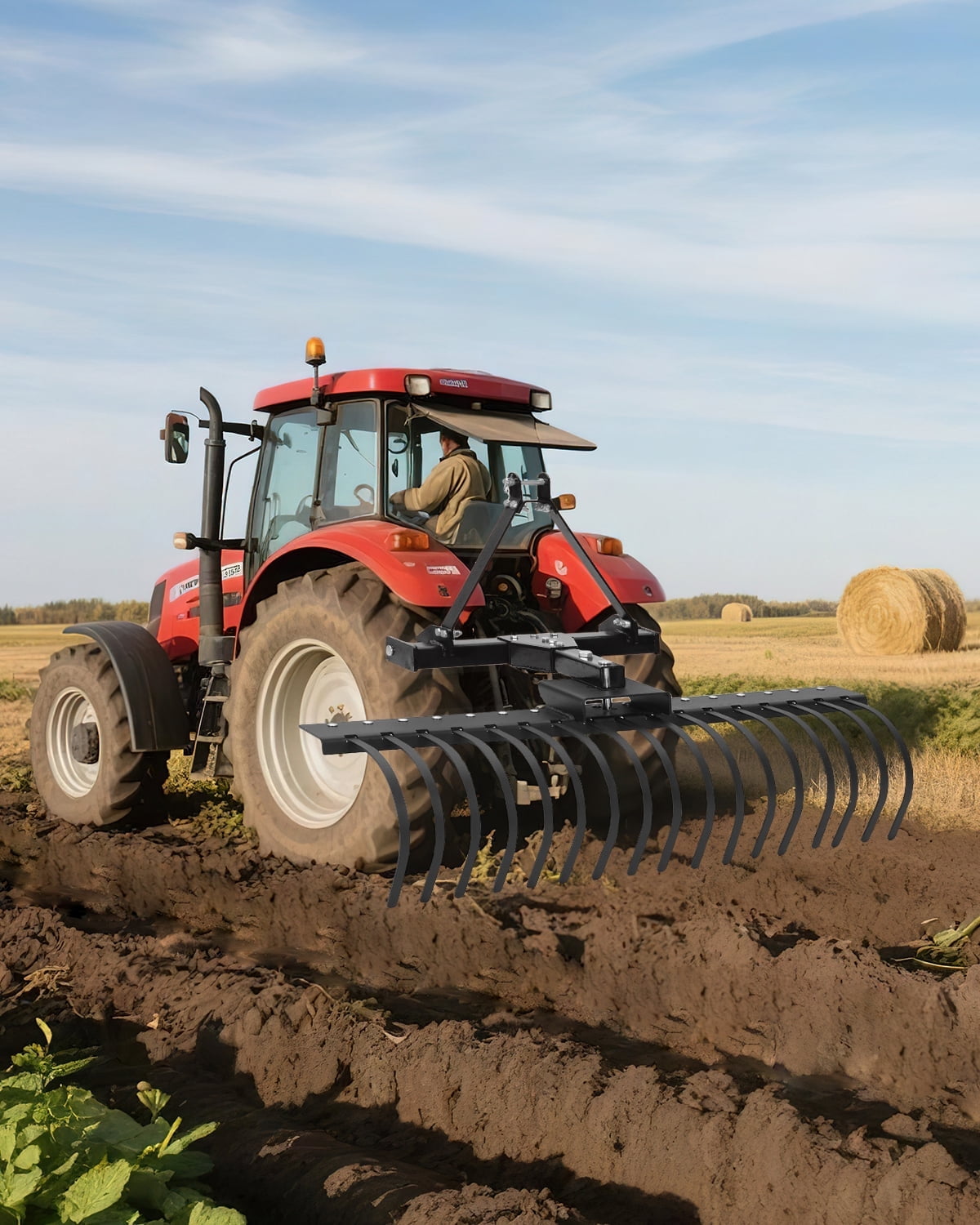AOILE 3 Point Hitch Tractor Rake, 50" Landscape Rake for CAT-0/CAT-1 ...