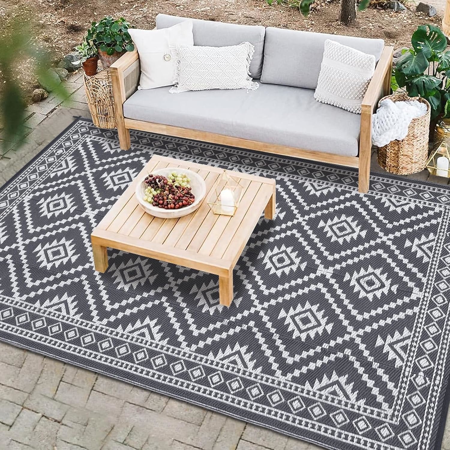 AOILE 320gsm Reversible Outdoor Plastic Mat – Bohemia Pattern, Large ...