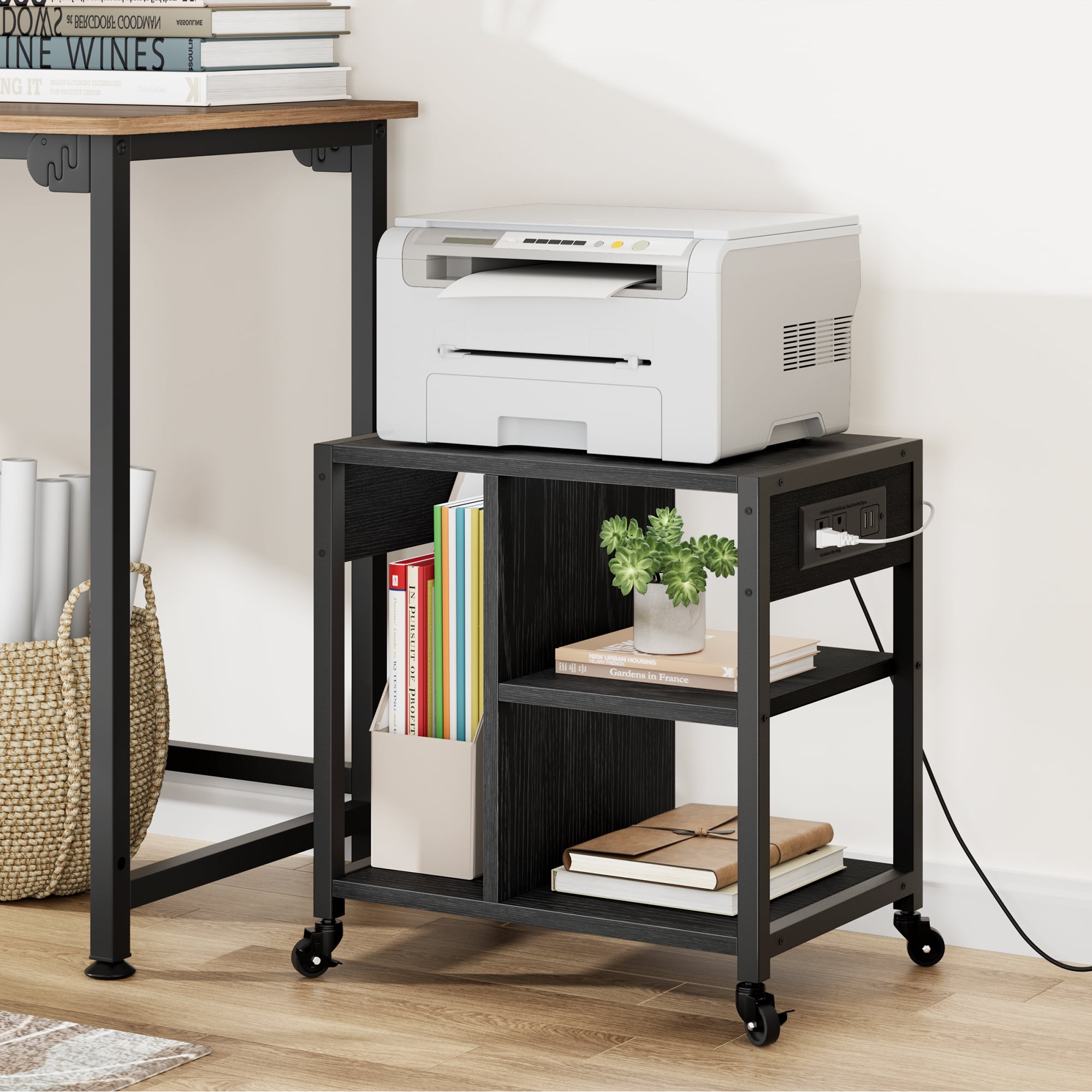 AOILE 4-Tier Printer Stand with Wheels – Mobile Under-Desk Printer ...
