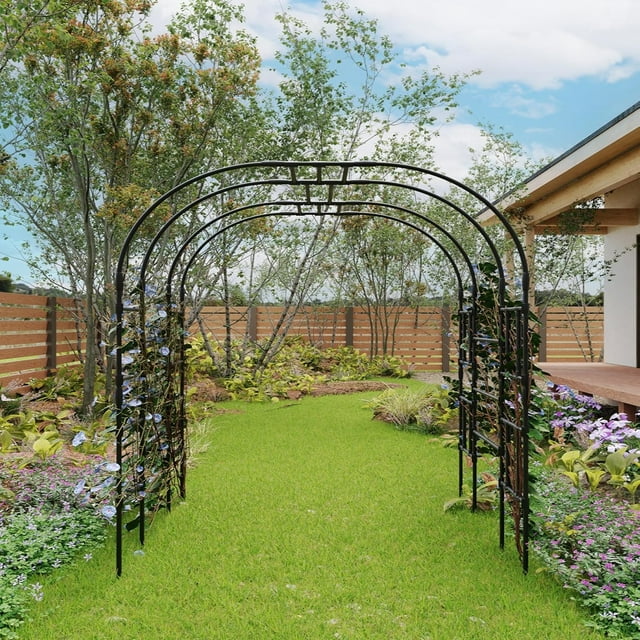 AOILE 7.2FT Garden Arch Trellis, Metal Arched Arbor with Powder-Coated ...