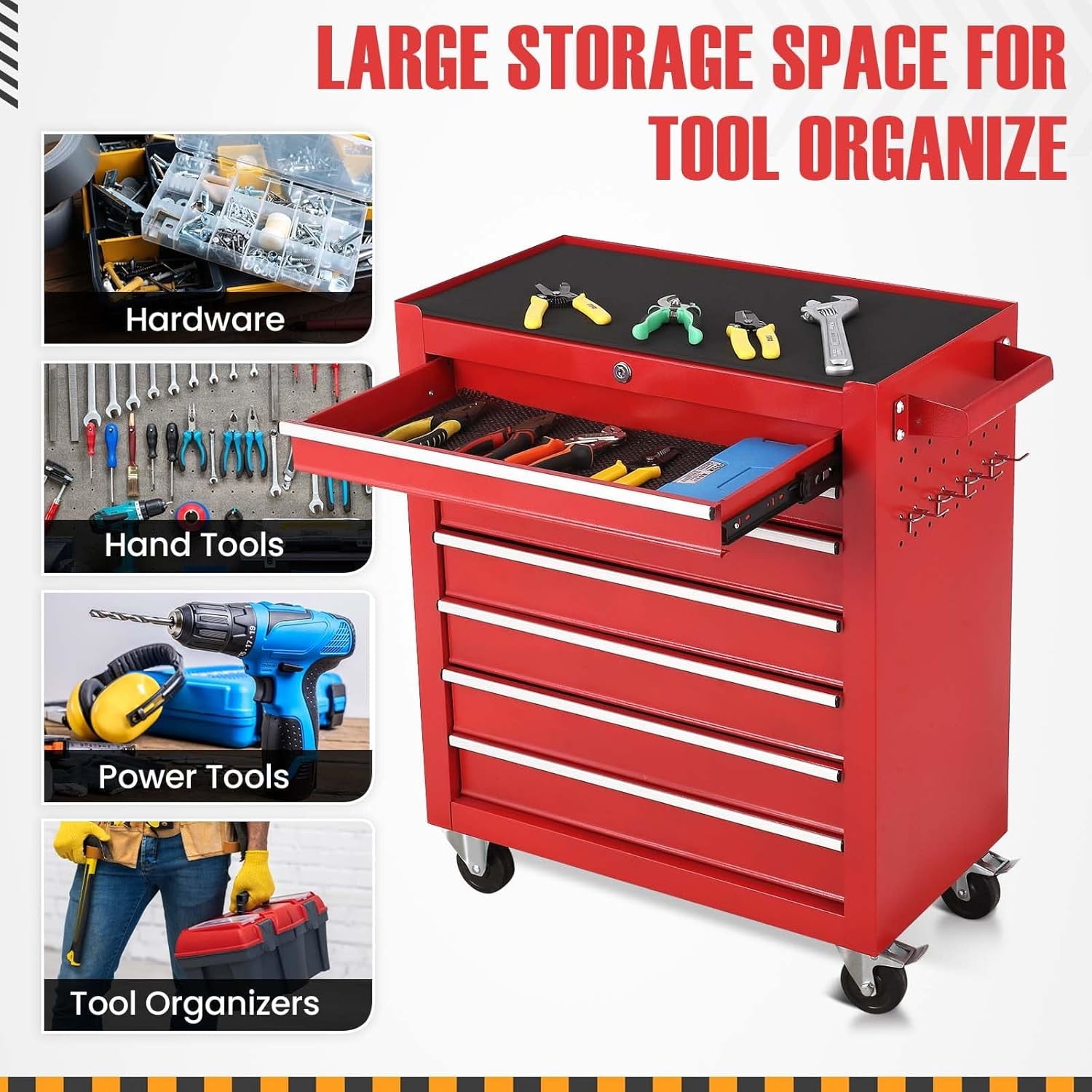 AOILE 7-Drawer Rolling Tool Chest, Heavy Duty Tool Cabinet with Wheels, Keyed Locking System ...