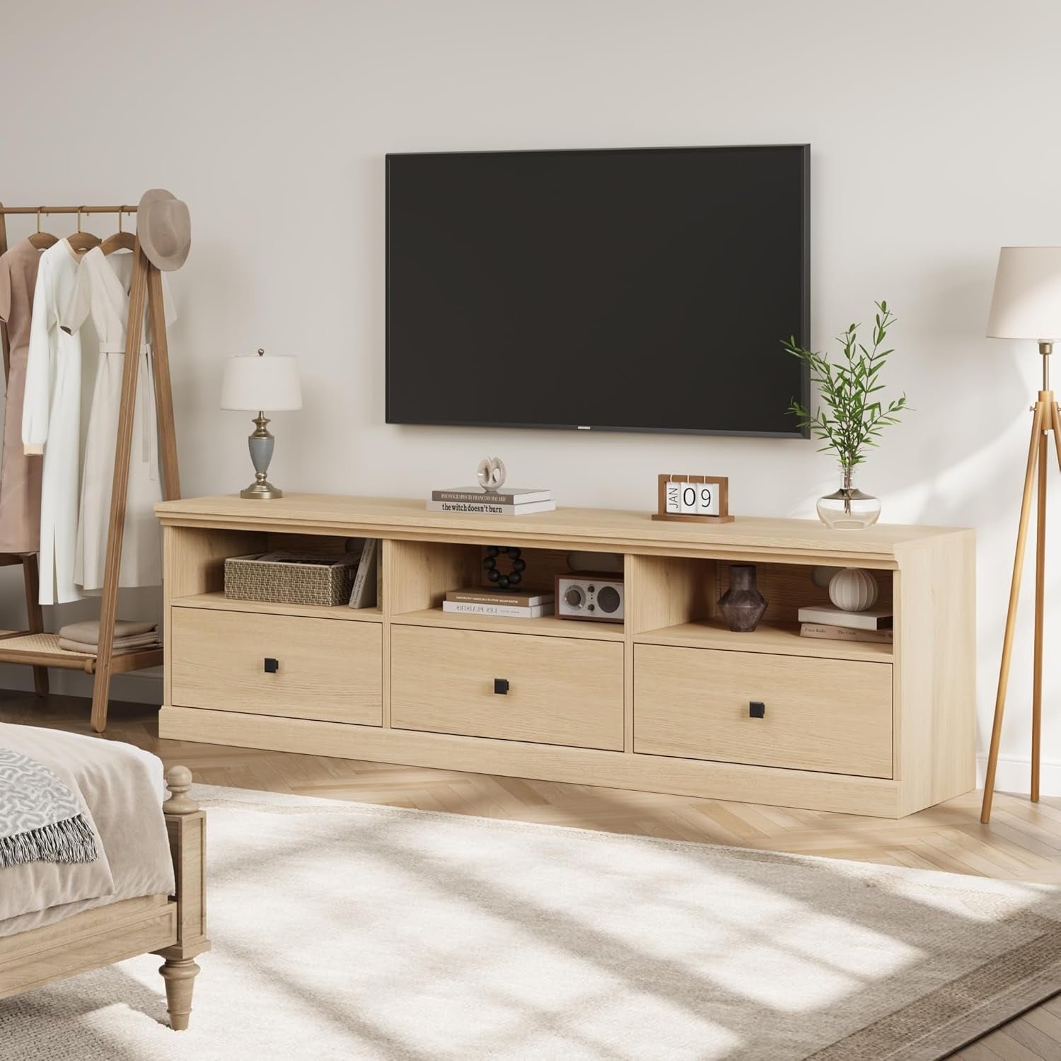 AOILE 70" TV Stand with Drawers for 75/80 Inch TV, Long Entertainment ...