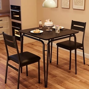 Lofka Small Black Dining Table Set for 2, Industrial Style with 3 ...