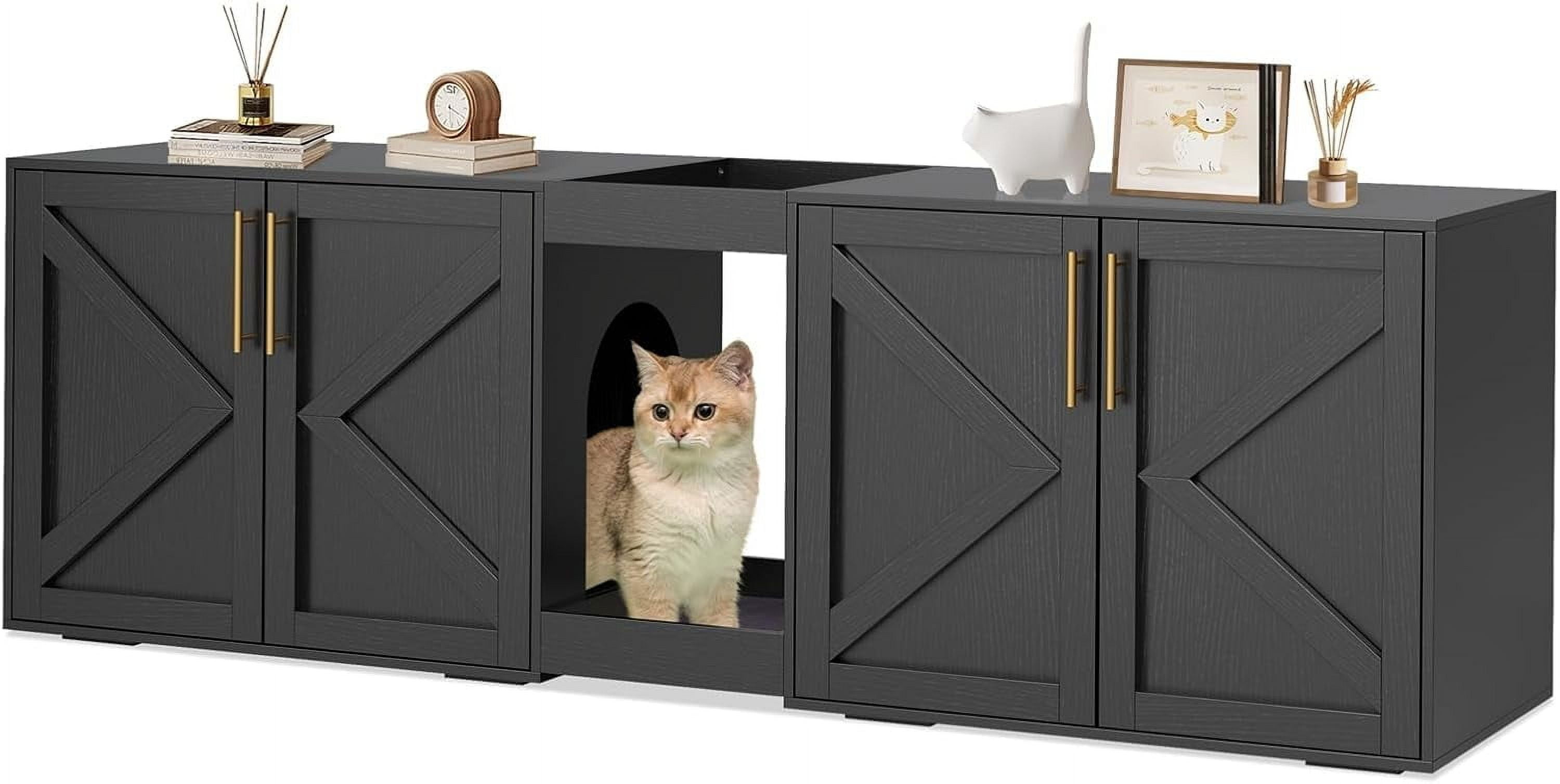 AOILE Double Cat Litter Box Enclosure – Hidden Litter Box Furniture for ...
