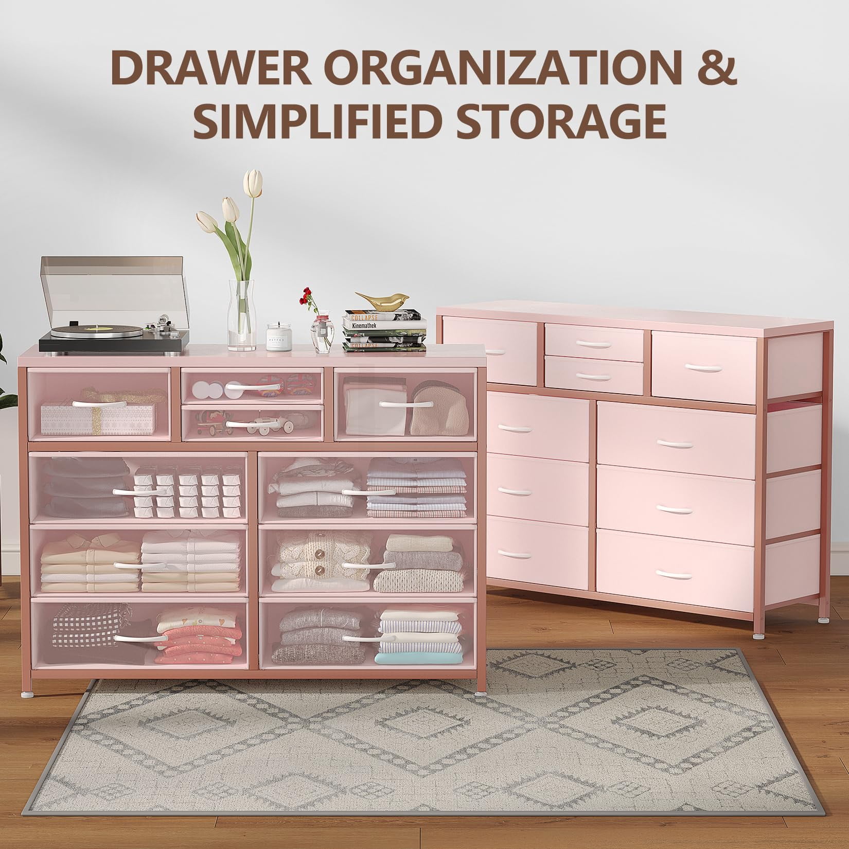 AOILE Dresser for Bedroom | TV Stand for 55” TV with 10 Drawers ...