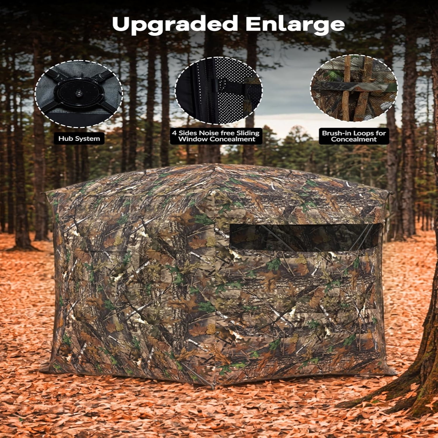 Aoile Hunting Blind, 2-3 Person Ground Blind with 270° See-Through ...