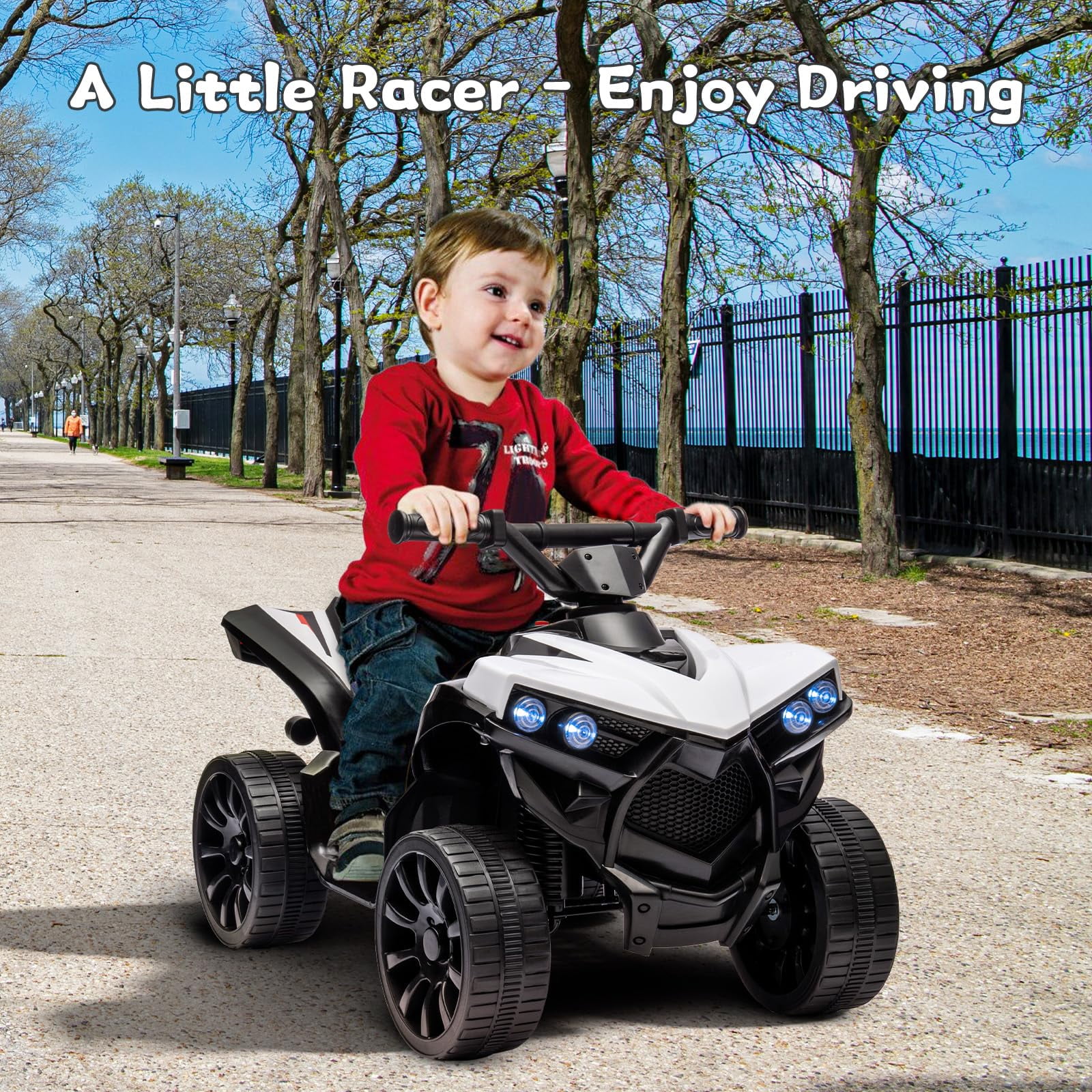 AOILE Kids ATV 4-Wheeler, 6V Battery-Powered Ride-On Quad with LED ...