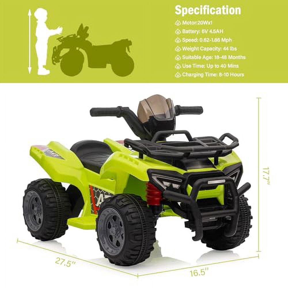 AOILE Kids ATV 4 Wheeler 6V Ride-On Toy Car with Music Wear-Resistant ...