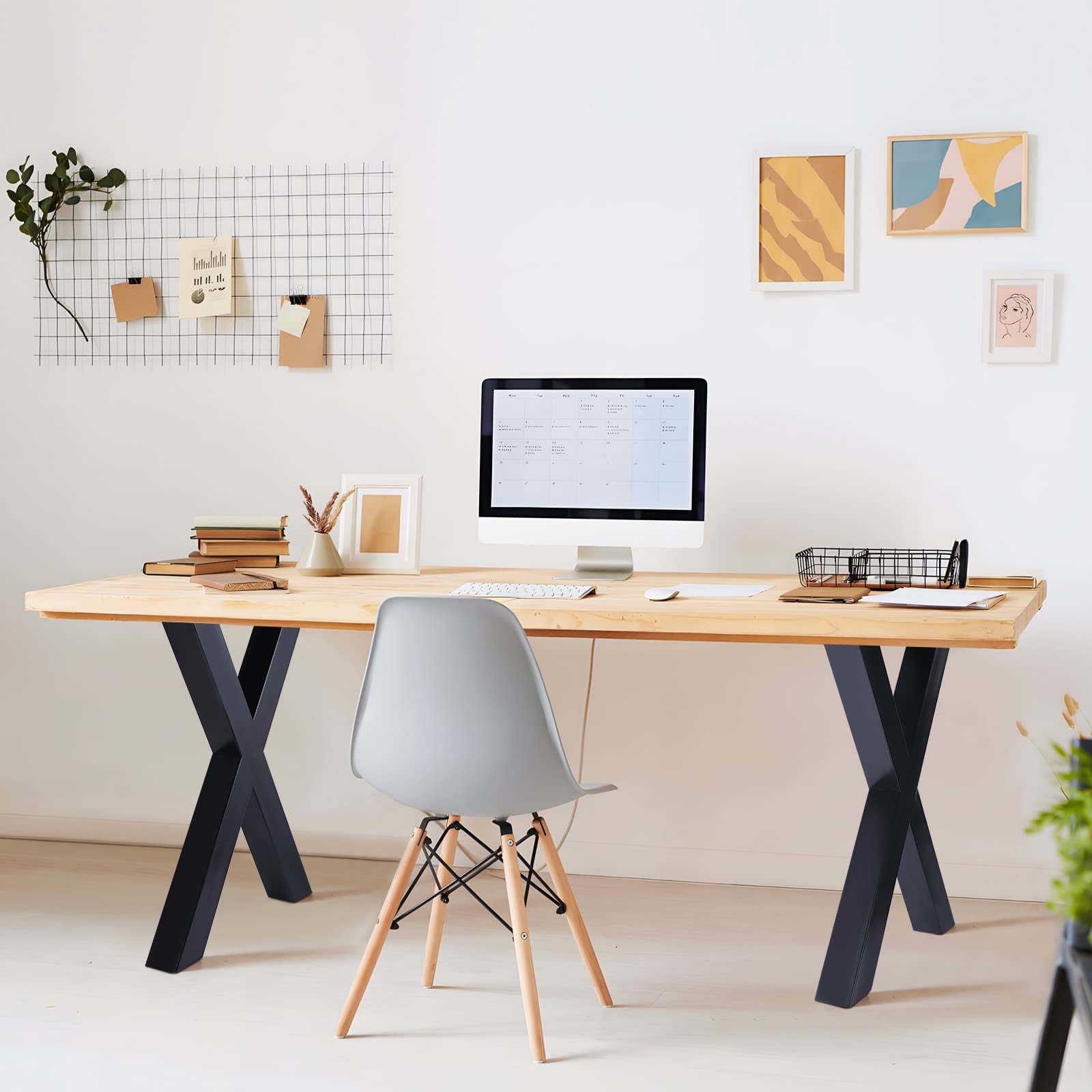 AOILE Metal Table Legs, X-Shaped Industrial Desk Legs, Sturdy Dining ...