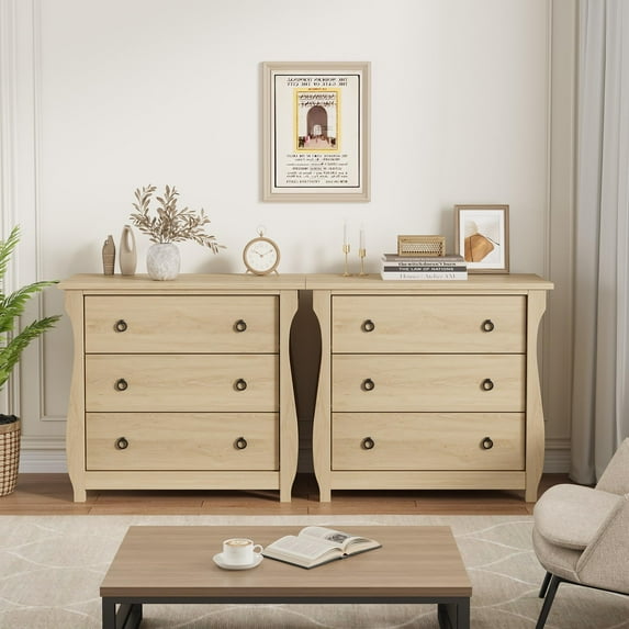 AOILE Modern 3 Drawer Dresser, White Wooden Chest of Drawers with Black ...