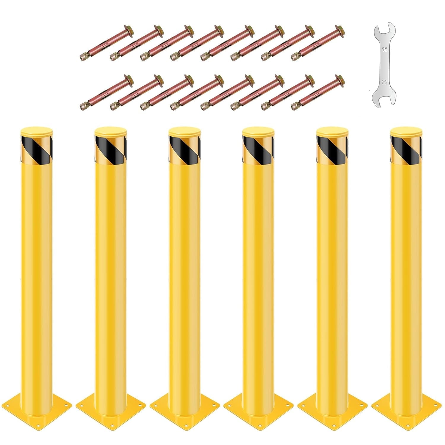 AOILE Safety Bollard Post, 36'' Height x 4.5" Diameter Removable Steel ...