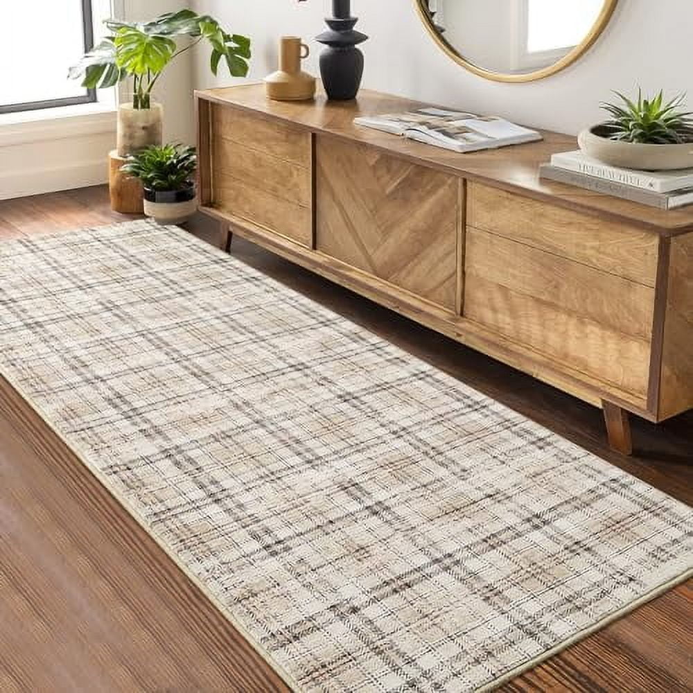 AOILE Washable Plaid Runner Rug – Ultra-Soft Modern Farmhouse Area Rug ...