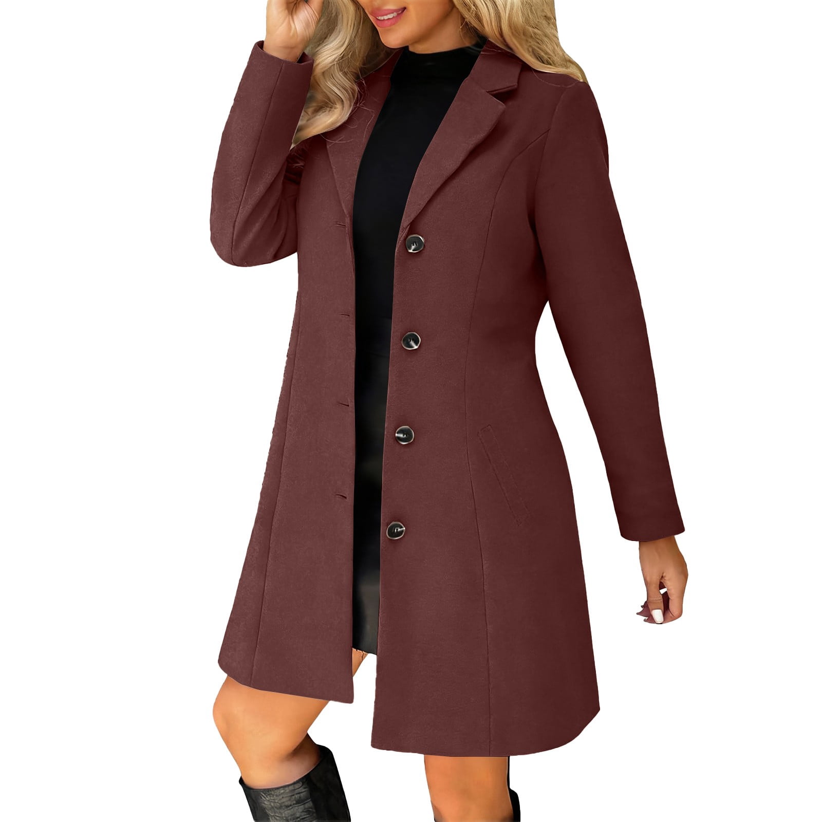 AOIROE Casual Notch Lapel Single-Breasted Peacoat,Single Breasted ...