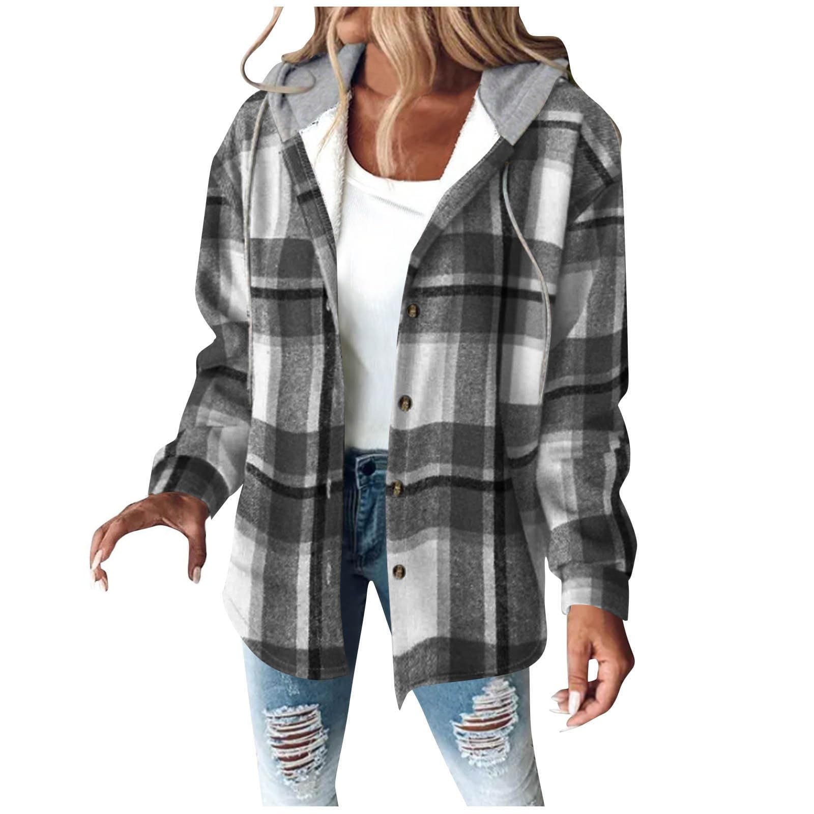 AOIROE Plaid Shacket Jacket Women,Fall Jackets for Women 2025,Shirt ...