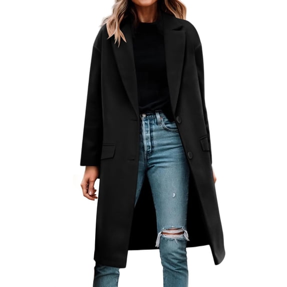 AOIROE Single Breasted Trench Coats for Women,Fall Coats,Mid Length ...
