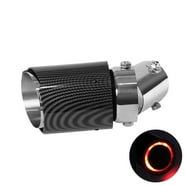 2.5'' 63mm Carbon Fiber Exhaust Tip with Blue LED Light Stainless Steel ...