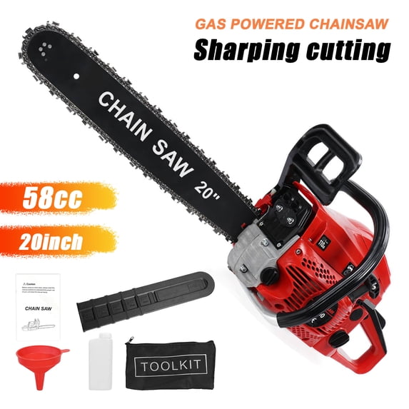 AOJA 20 Inch Gas Chainsaw, 58CC 2-Stroke Gas Powered Chainsaw, Handheld ...