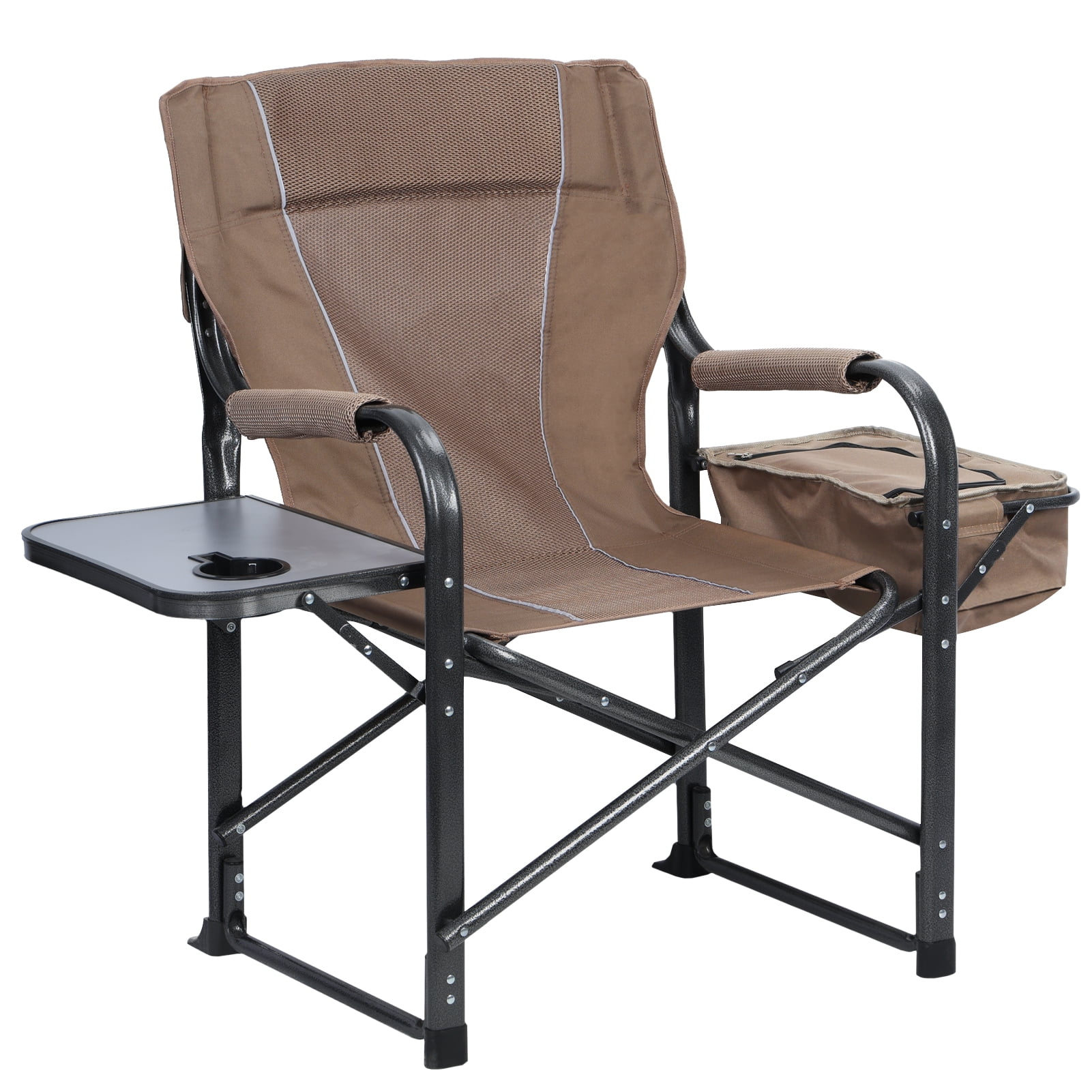 AOJA Camping Chairs, Heavy Duty Outdoor Folding Chair with Cooler Bag ...