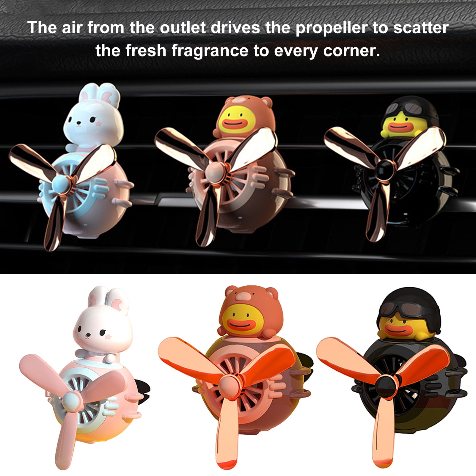 AOJA Car Diffuser Rotating Propeller Air Freshener Cute Duck Car Air ...