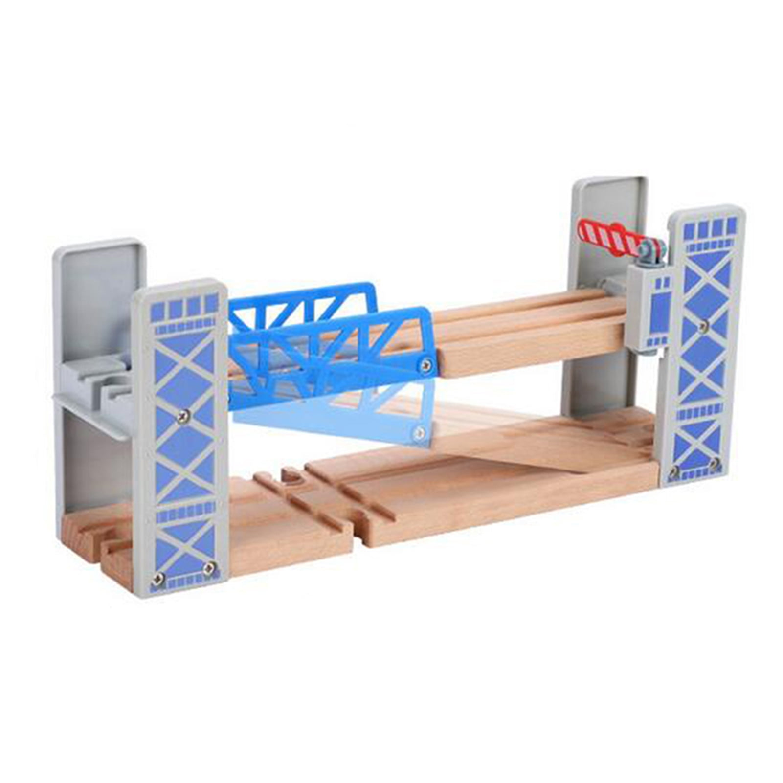 AOJA Wooden Double Deck Bridge Overpass Toy DIY Train Tracks Railway ...