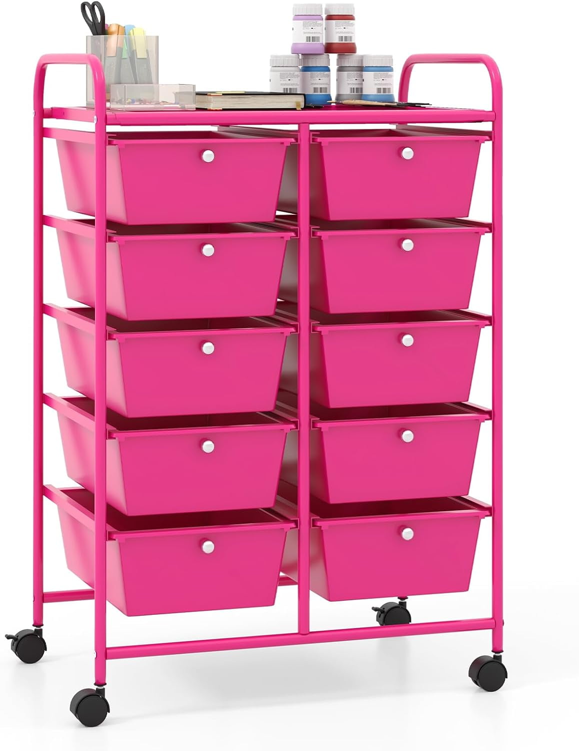 AOJDVE 10 Drawers Rolling Cart, Classroom Organizers, Storage Cart with ...